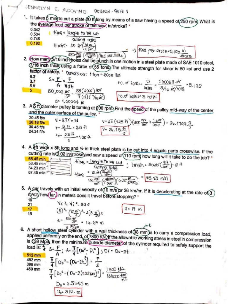 Design Quiz No. 1 | PDF