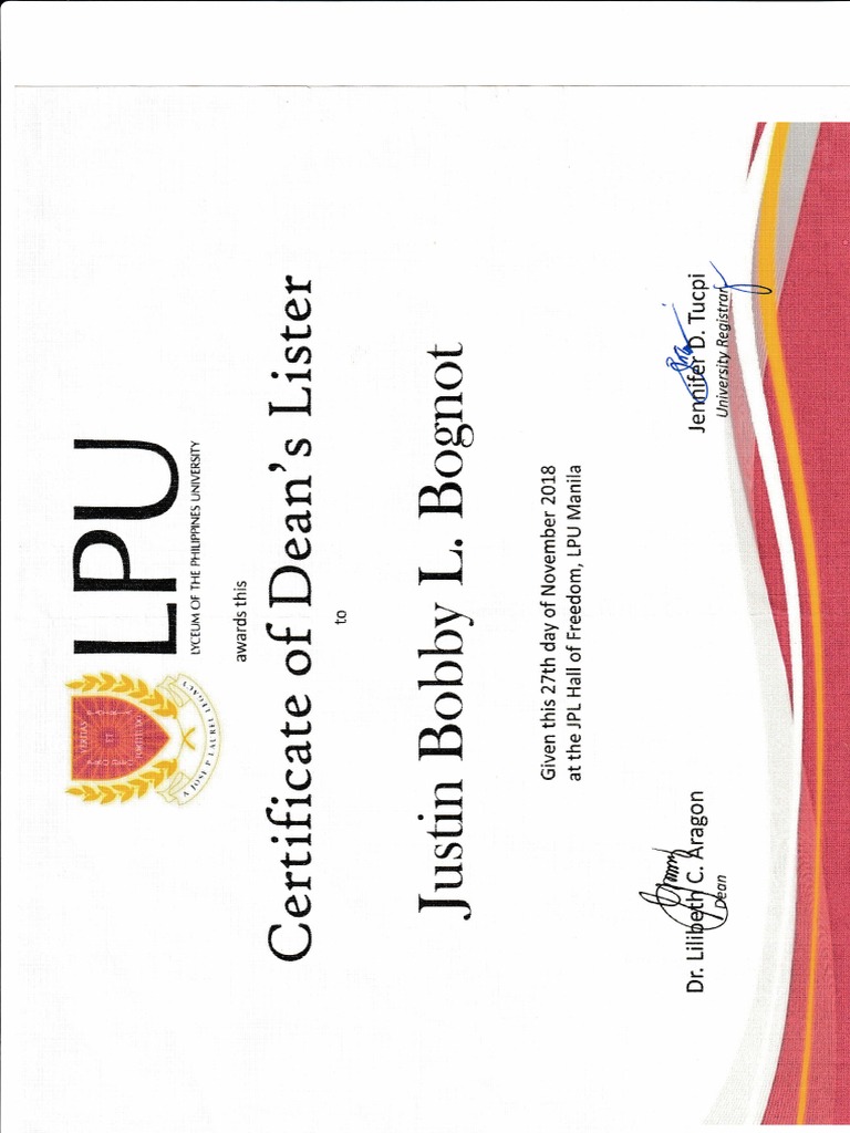 LPU Dean's Lister | PDF