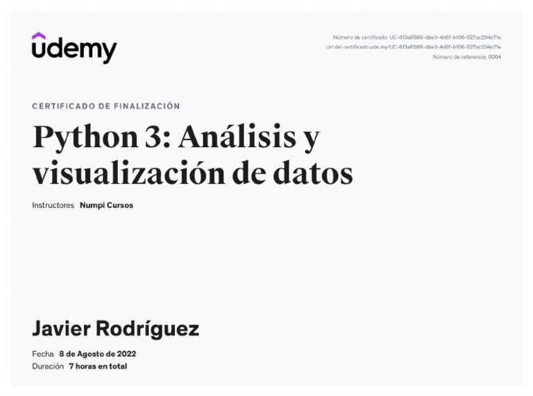 Udemy - Python 3 Análisis y Visualización de Datos | PDF