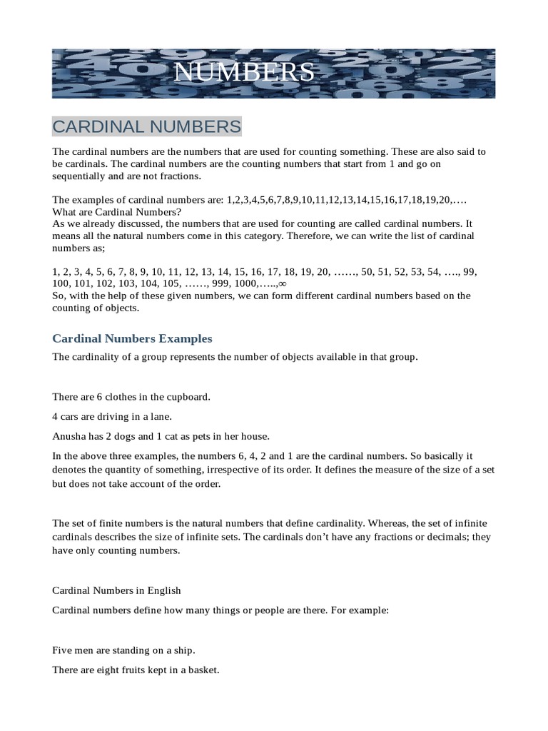 NUMBERS | PDF | Natural Number | Numbers