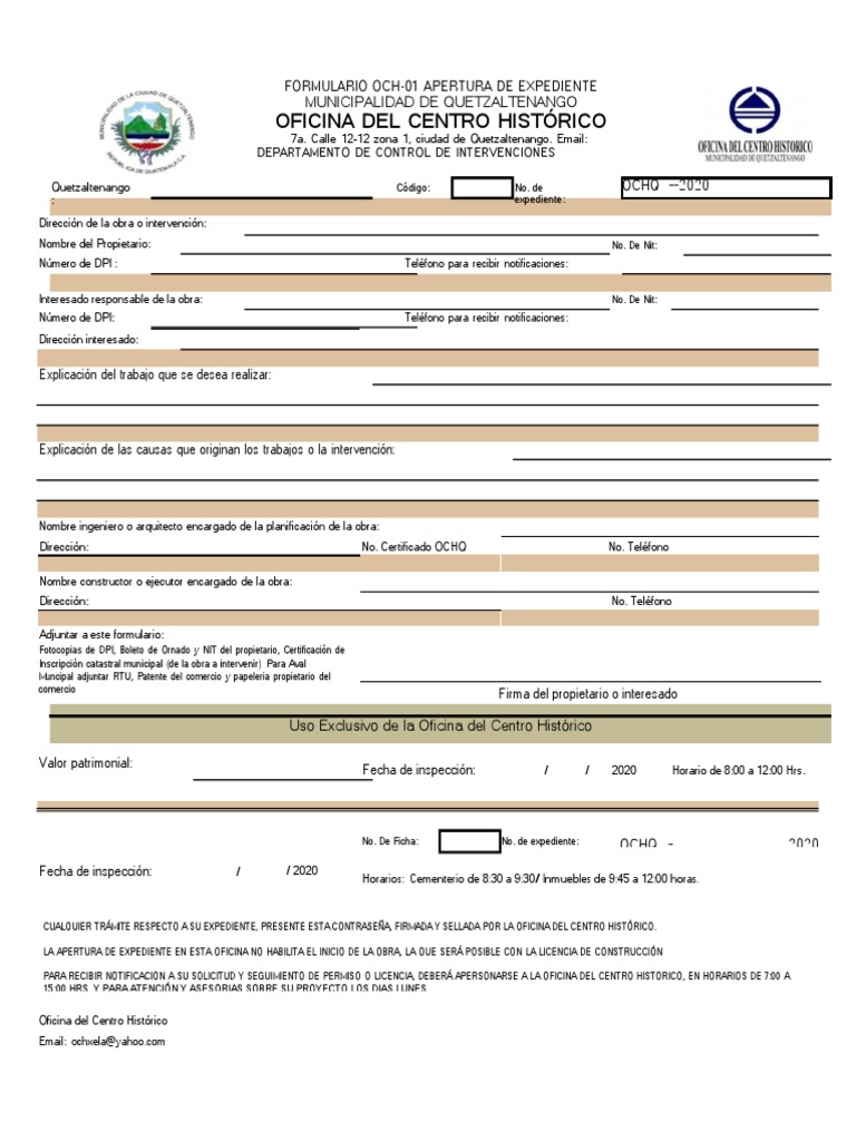 Formulario Centro Historico | PDF