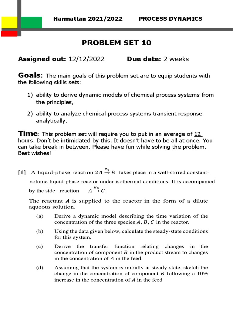 Problem Set 10 - General | PDF | Chemical Reactor | Viscosity
