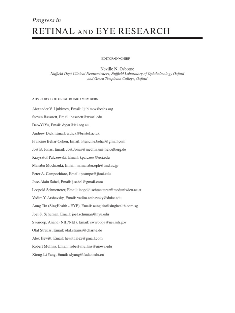 Editorial Board - 2021 - Progress in Retinal and Eye Research | PDF
