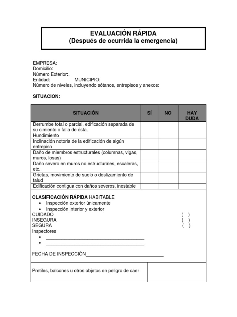 5 Formato Evaluacion De Daños Pdf