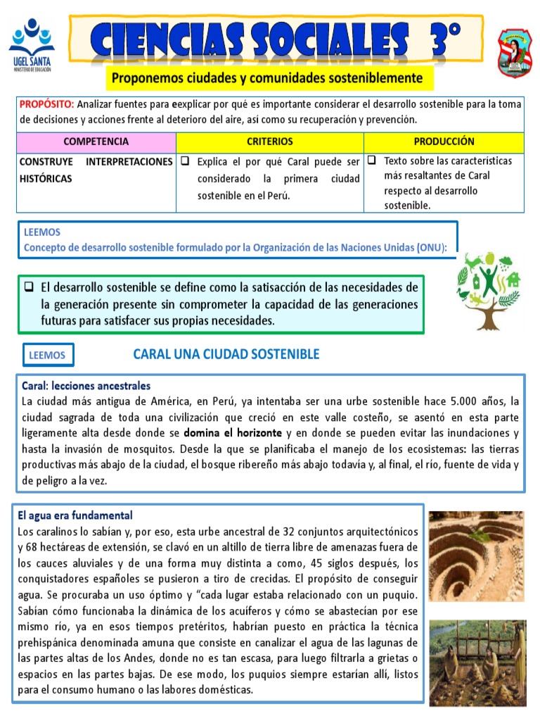 CCSS 3° Caral Ciudad Sostenible | PDF | Sustentabilidad | Agua