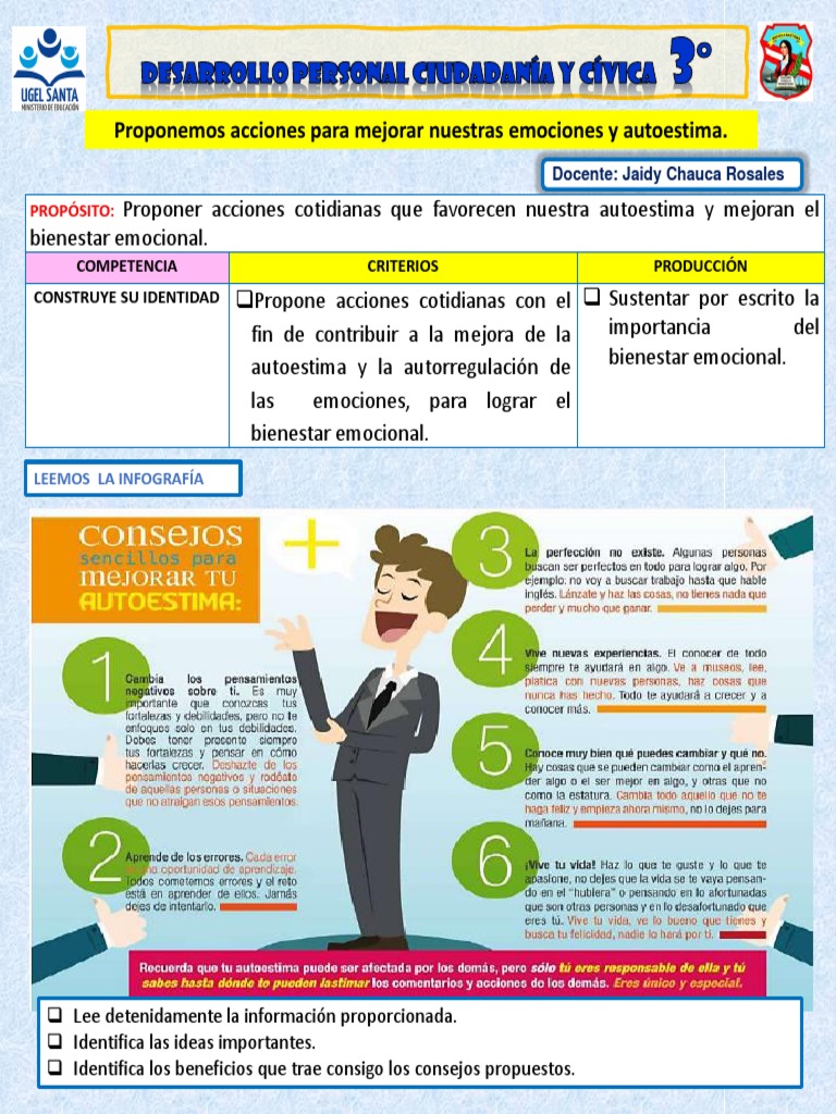 DPCC 3° PROPONEMOS ACCIONES | PDF | Las emociones | Autoestima