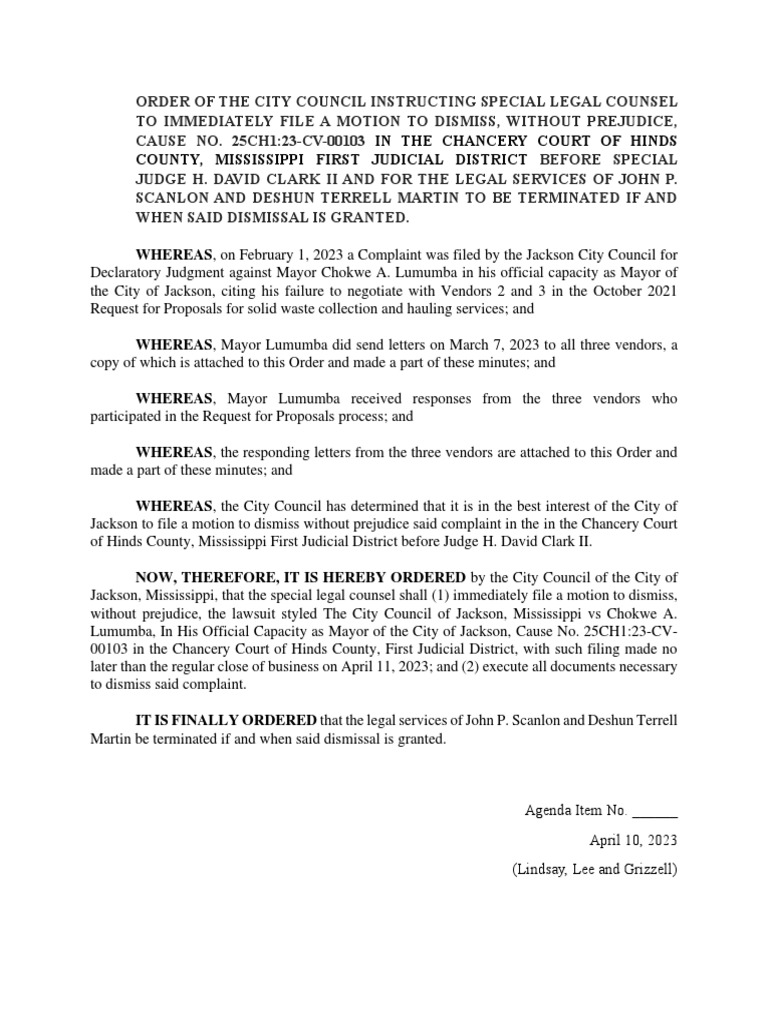 Motion To Dismiss City Council | PDF | Complaint | Prejudice (Legal Term)