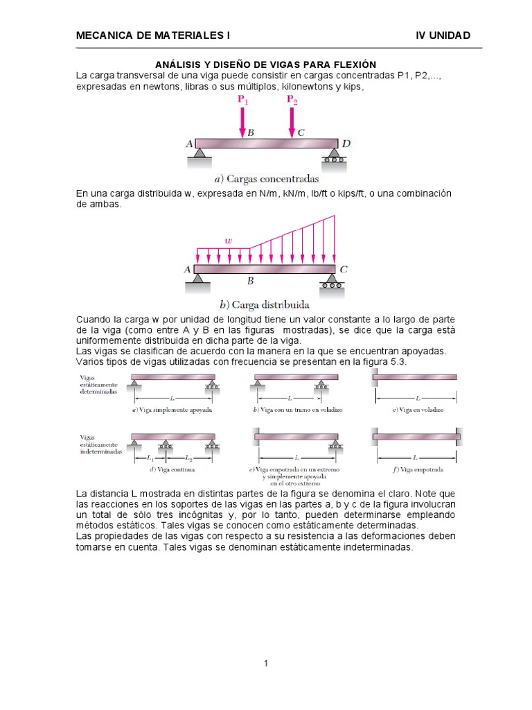 Análisis y Diseño de Vigas para Flexión | PDF | Viga (Estructura) | Resistencia de materiales