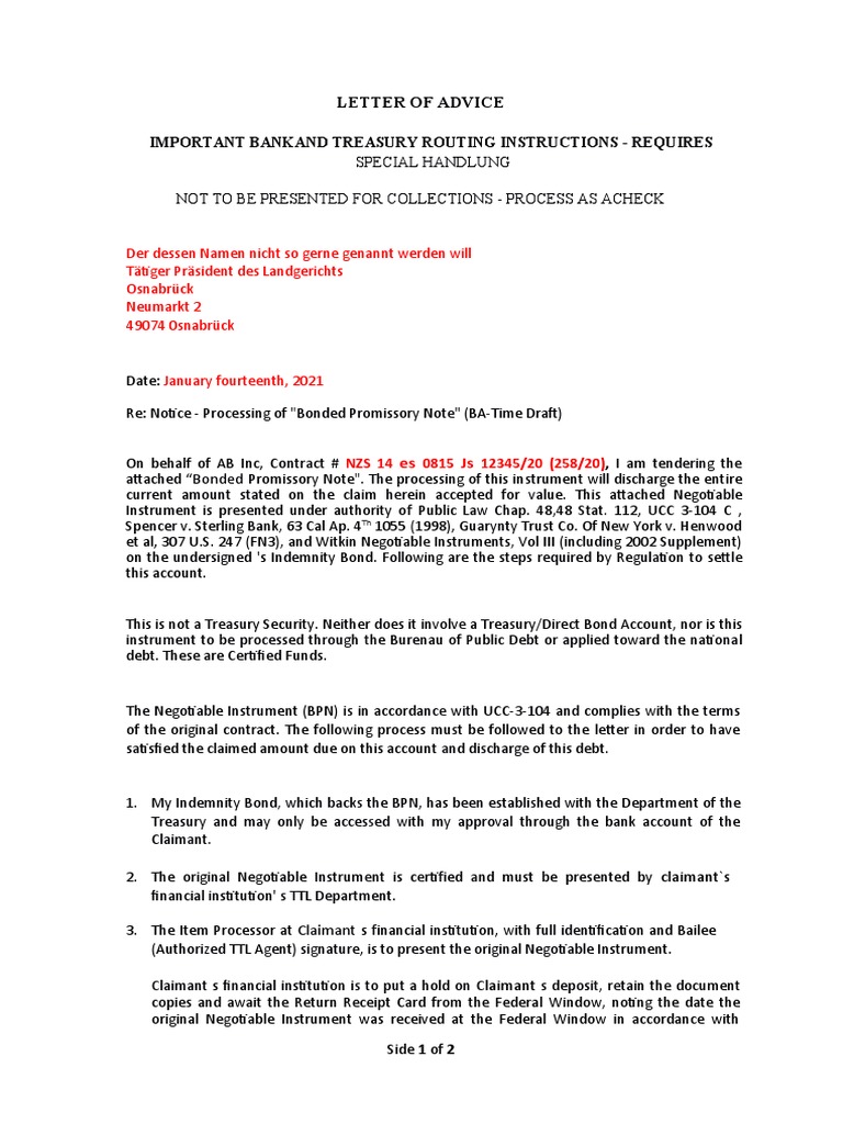 LETTER OF ADVICE Origninal | PDF | Negotiable Instrument | Banks