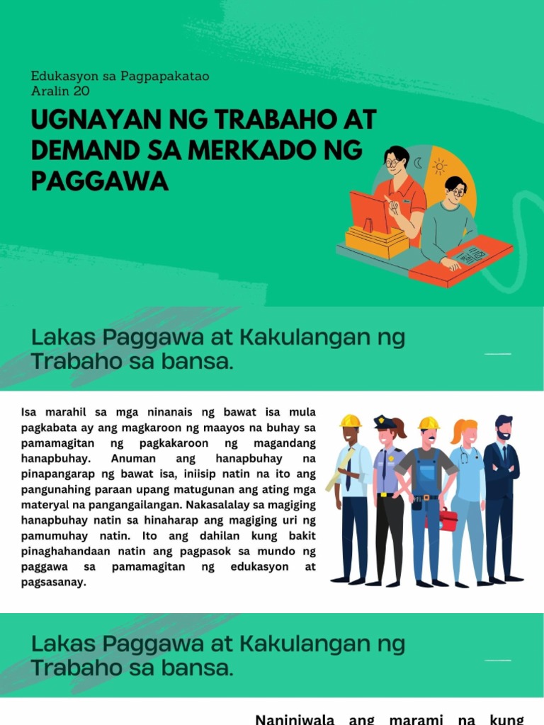 Aralin 20 - Ugnayan NG Trabaho at Demand Sa Merkado NG Paggawa | PDF