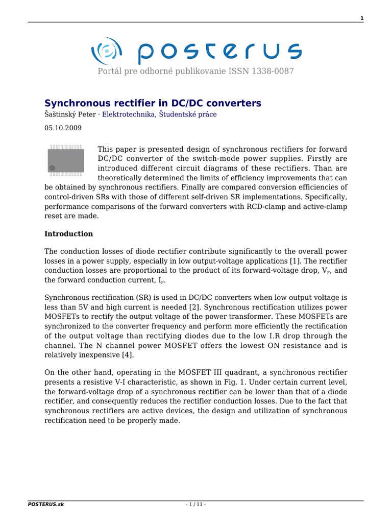 Synchronous Rectifier in DCDC Converters | PDF | Rectifier | Diode