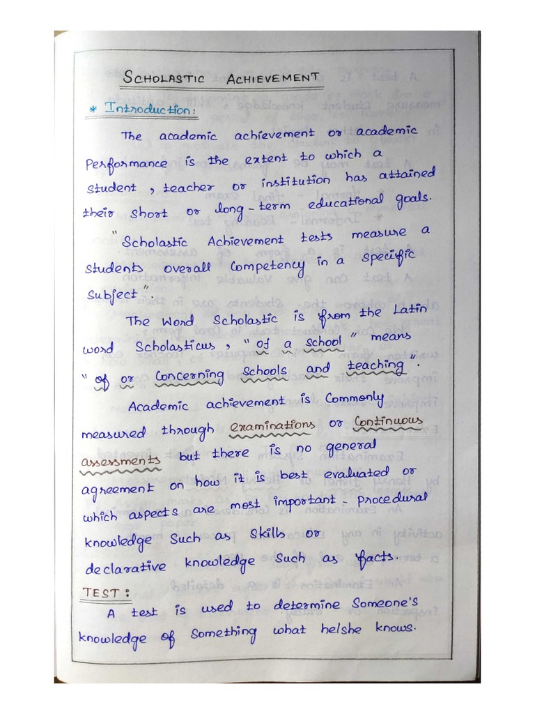 Scholastic Achievement 1 | PDF