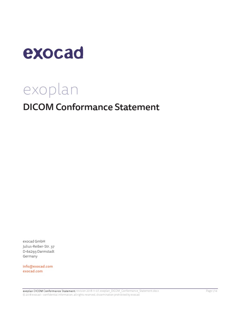 Exoplan DICOM Conformance Statement | PDF | Pixel | Computing
