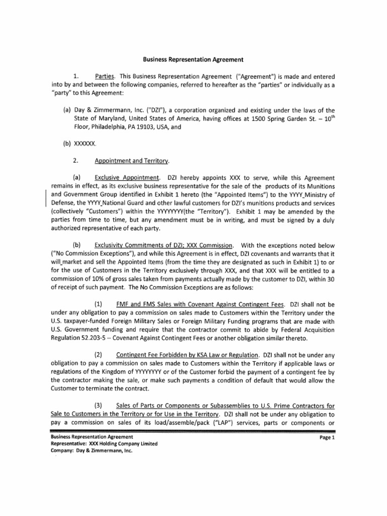 Business Representative Agreement | PDF