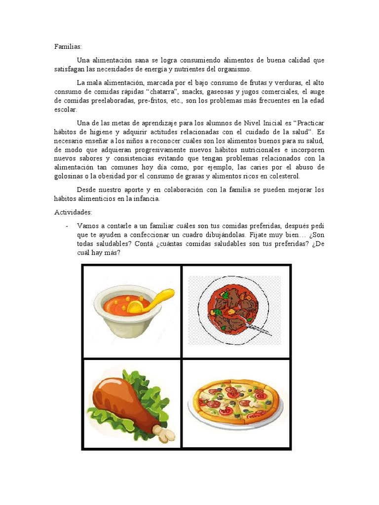 Actividades de Comida Saludable para Niños | PDF | Alimentos | Té