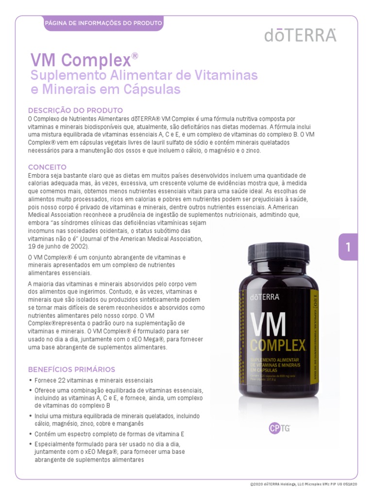 VM Complex: Suplemento Alimentar de Vitaminas e Minerais em Cápsulas ...