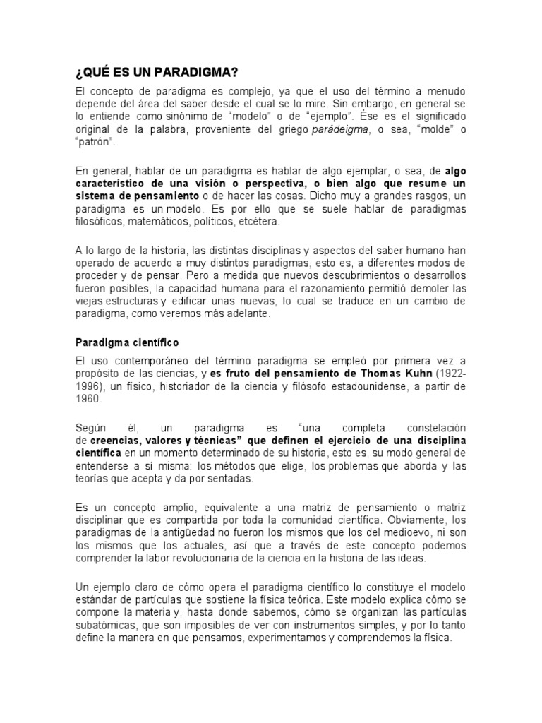 Definición y Tipos de Paradigmas | PDF | Paradigma | Aprendizaje