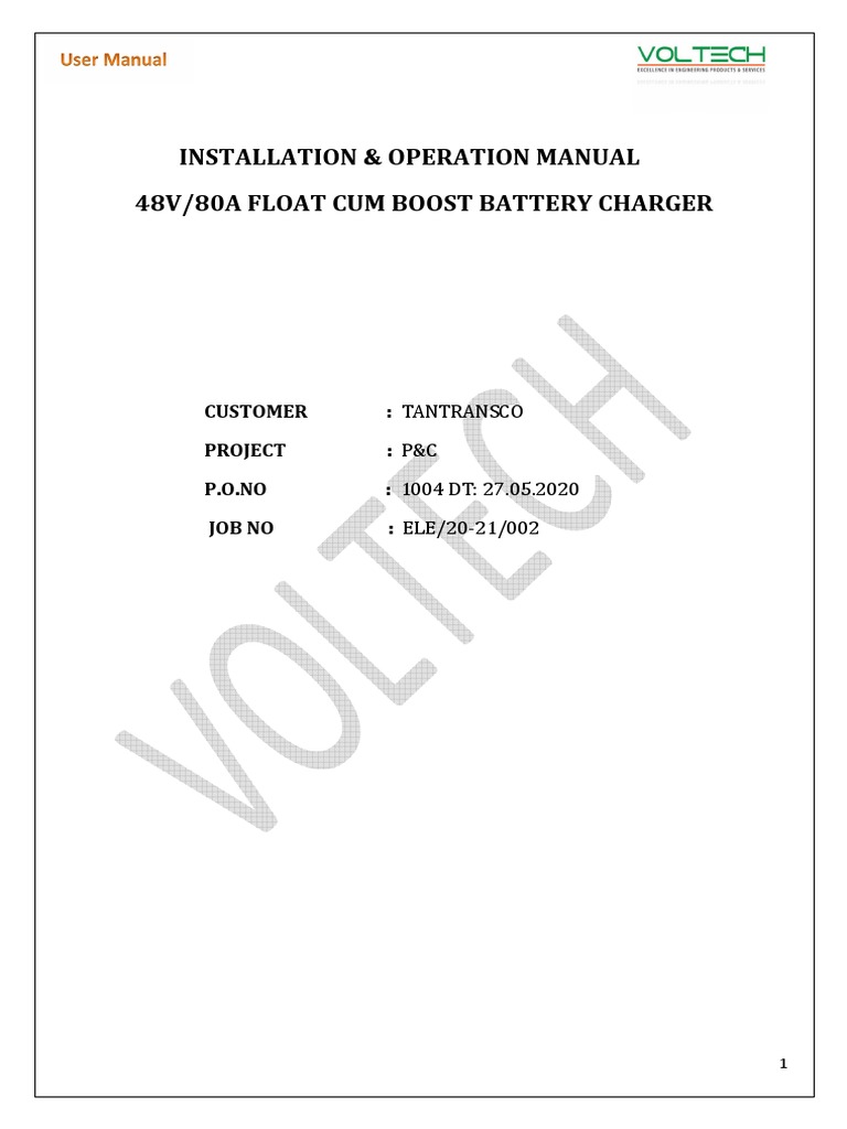 48V/80A Battery Charger Manual | PDF | Rectifier | Battery Charger