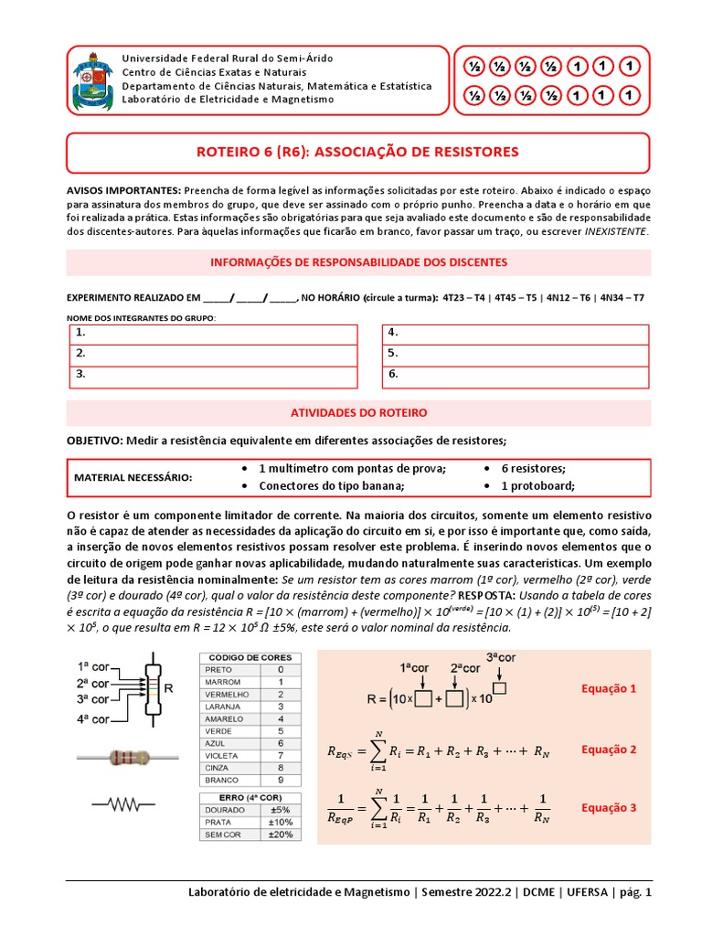 Lem 2022 - R6 Associao de Resistores | PDF | Circuitos em série e em ...
