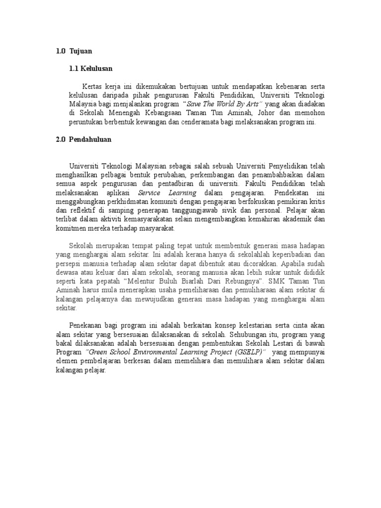 Proposal Alam Sekitar (ECO CLASS) | PDF