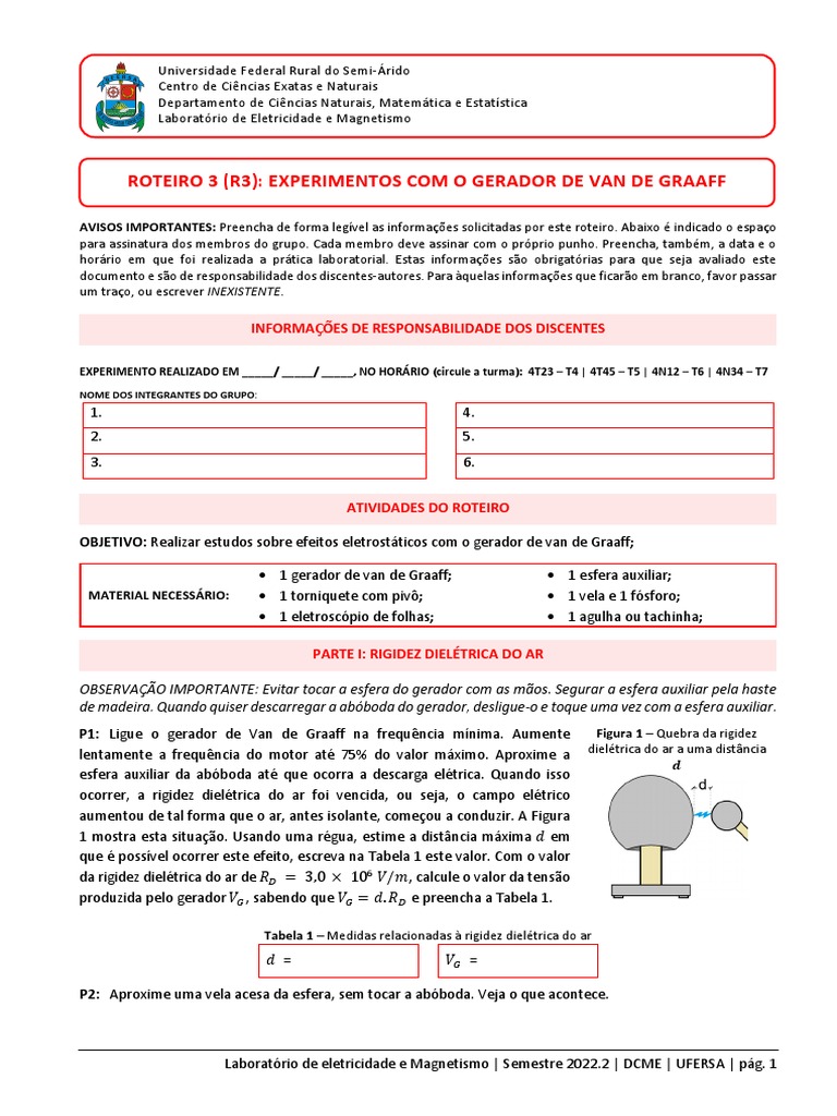 Lem 2022 - R3 Experimentos Com o Gerador de Van de Graaff | PDF ...