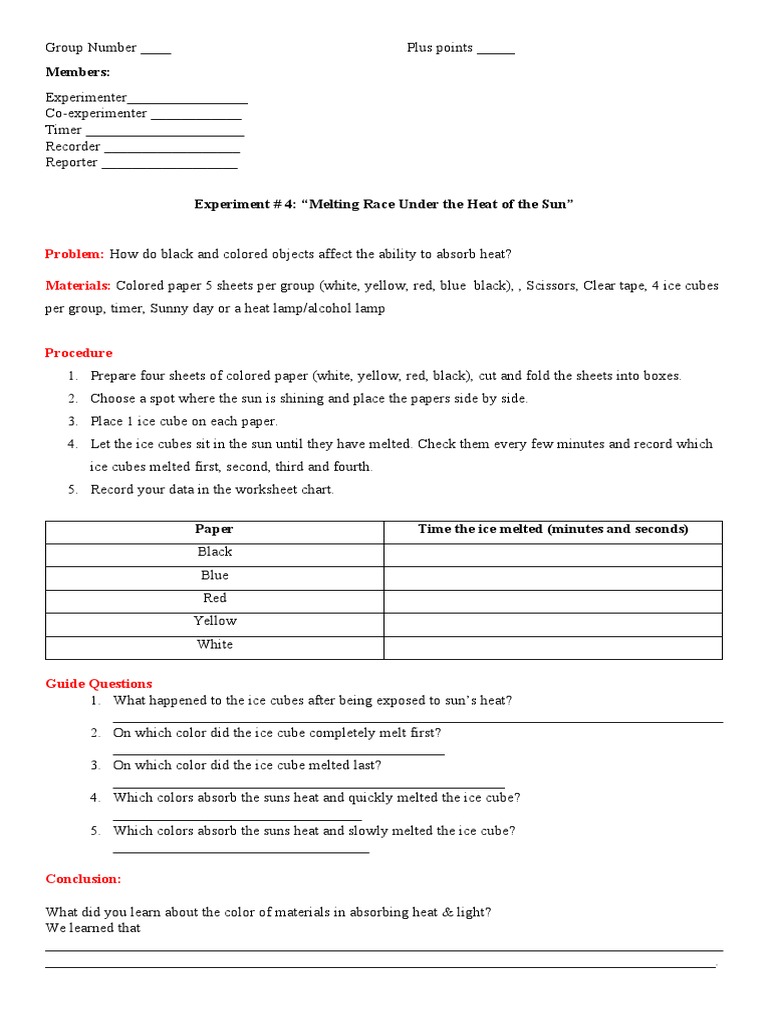 Grade 5 Experiment Heat Absorption | PDF