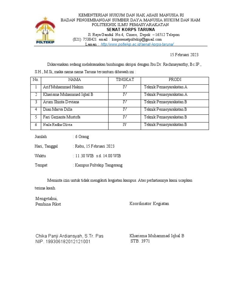 Surat Kegiatan Dalam Pdf