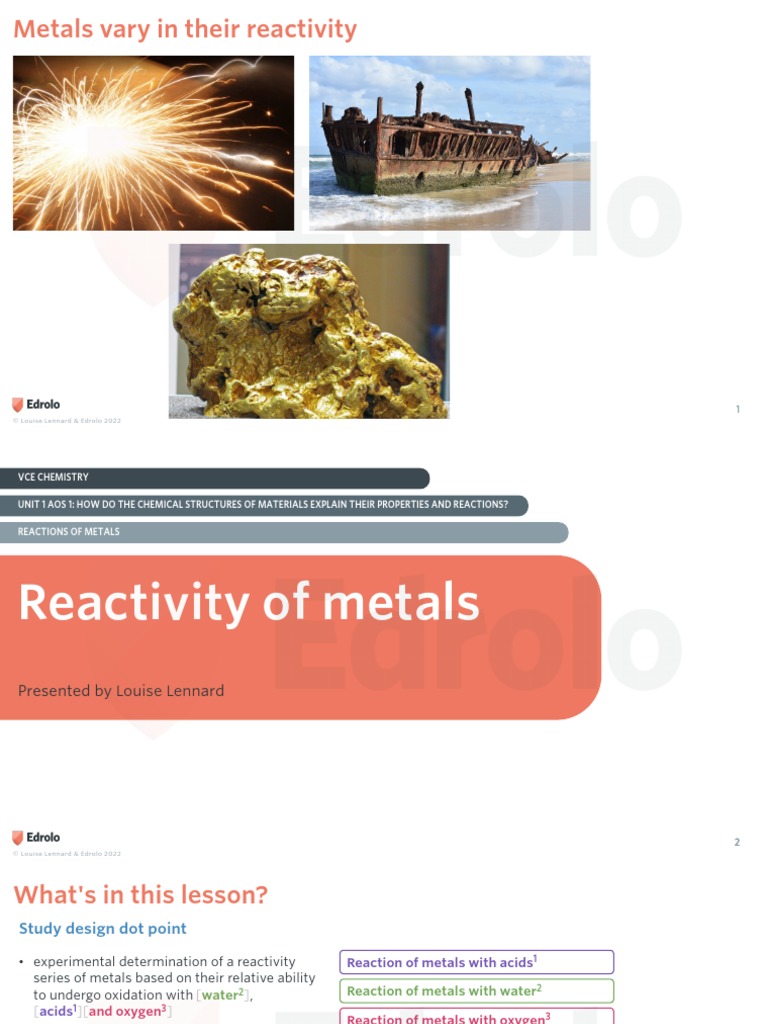 3B_Reactivity_of_metals__Edrolo__Study_notes | PDF | Ion | Chemical ...
