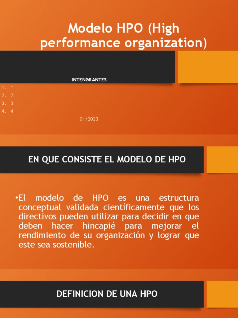 Modelo HPO (High Performance Organization) : Intengrantes | PDF