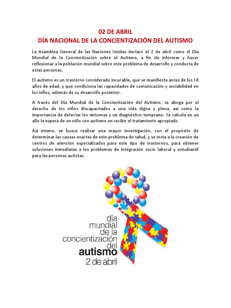 Día Mundial de Concientización del Autismo | PDF