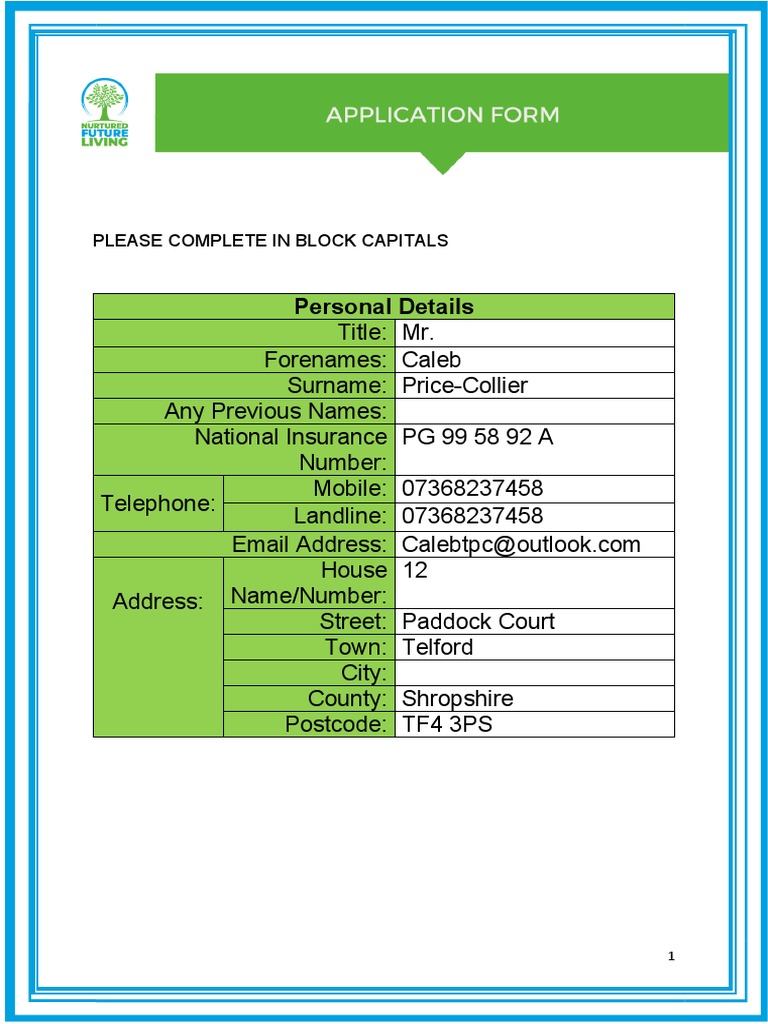 Personal Details: Please Complete in Block Capitals | PDF | Criminal ...