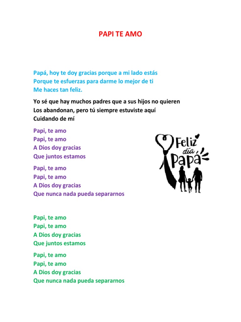 PAPI TE AMO DIA DEL PADRE Domingo | PDF
