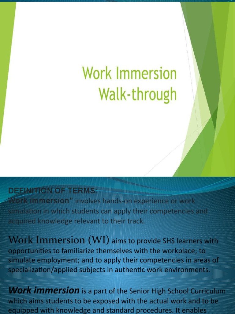 Work Immersion Week 1-2 | PDF