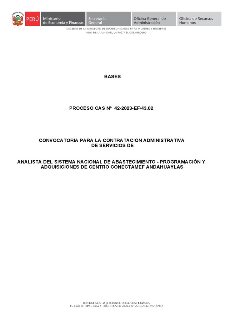 Bases: Proceso Cas Nº | PDF | Titulo academico | Internet