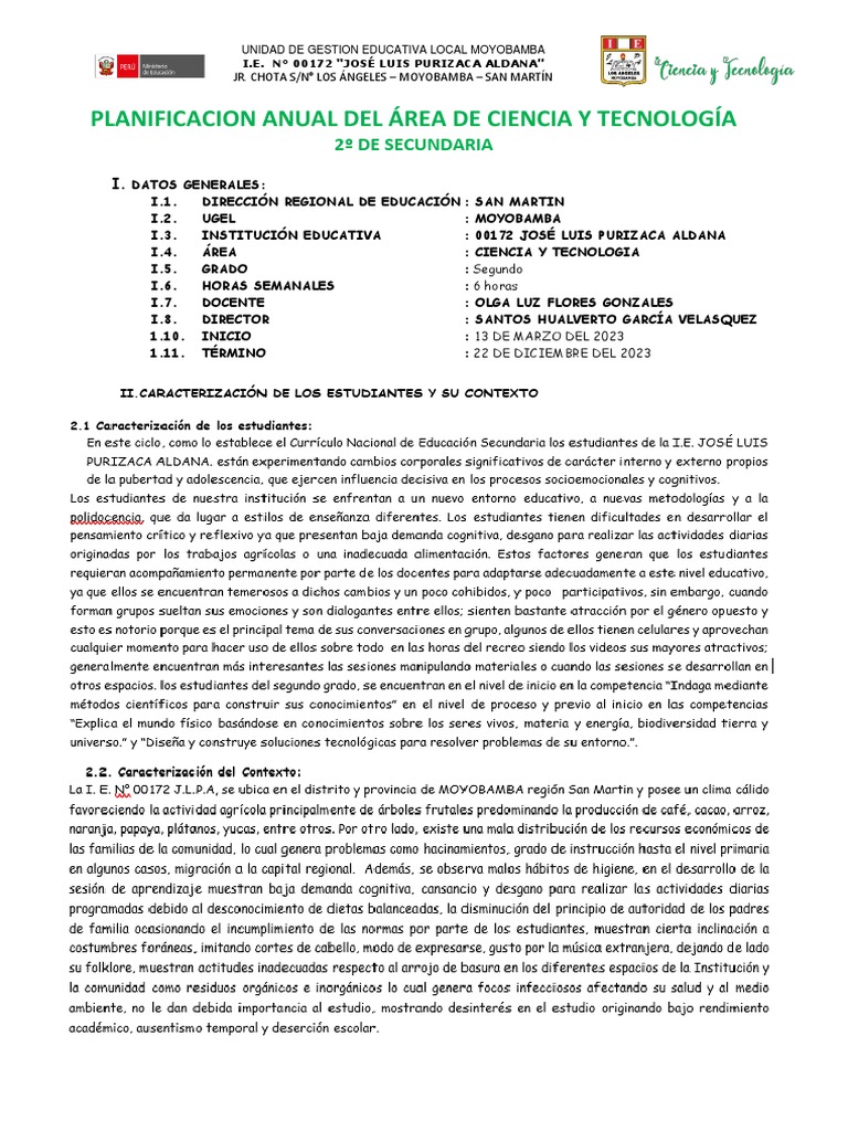 2do Plan Anual De Cyt 2023 Pdf Evaluación Aprendizaje 4277