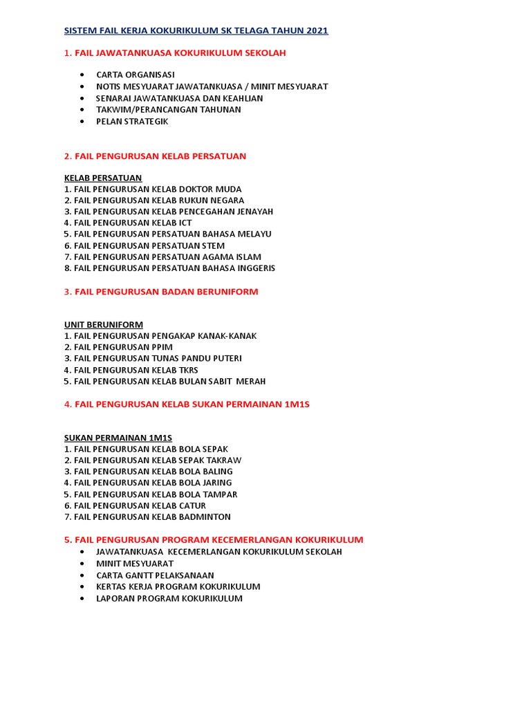 Fail Jawatankuasa Kokurikulum Sekolah | PDF