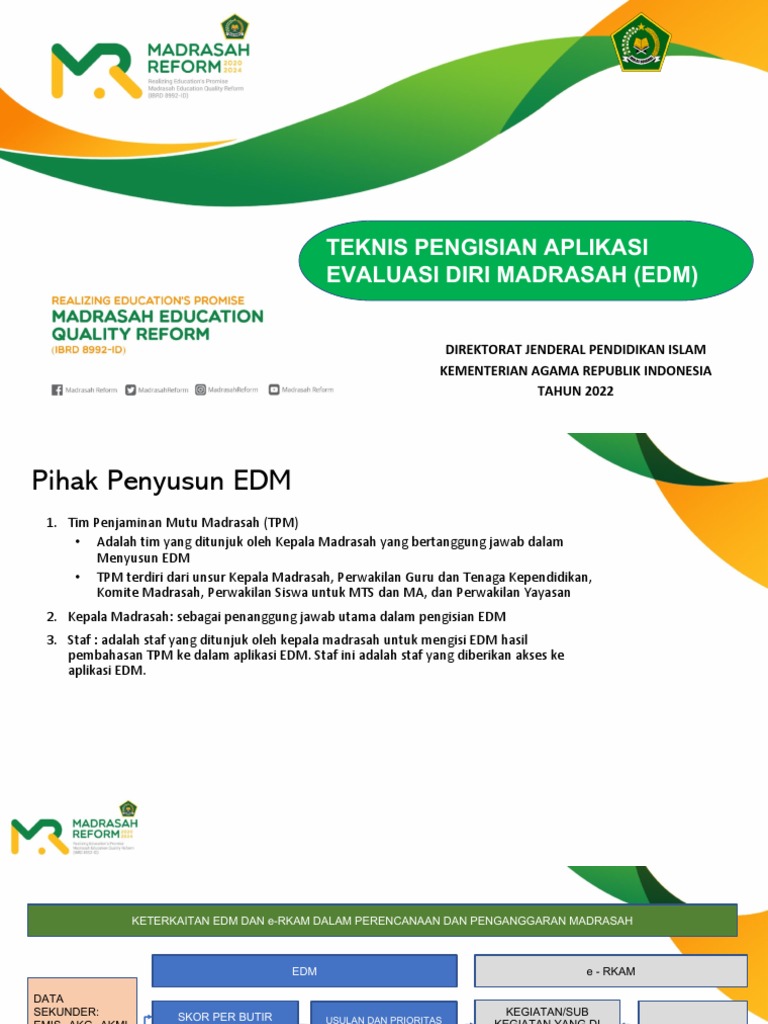 Teknis Pengisian Aplikasi Evaluasi Diri Madrasah (Edm) | PDF