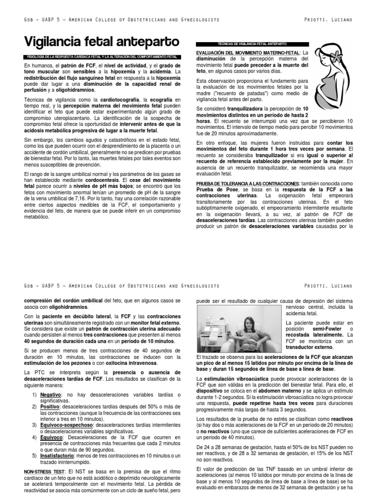 Vigilancia Fetal Anteparto: Técnicas y Evaluación | PDF | Feto | El ...