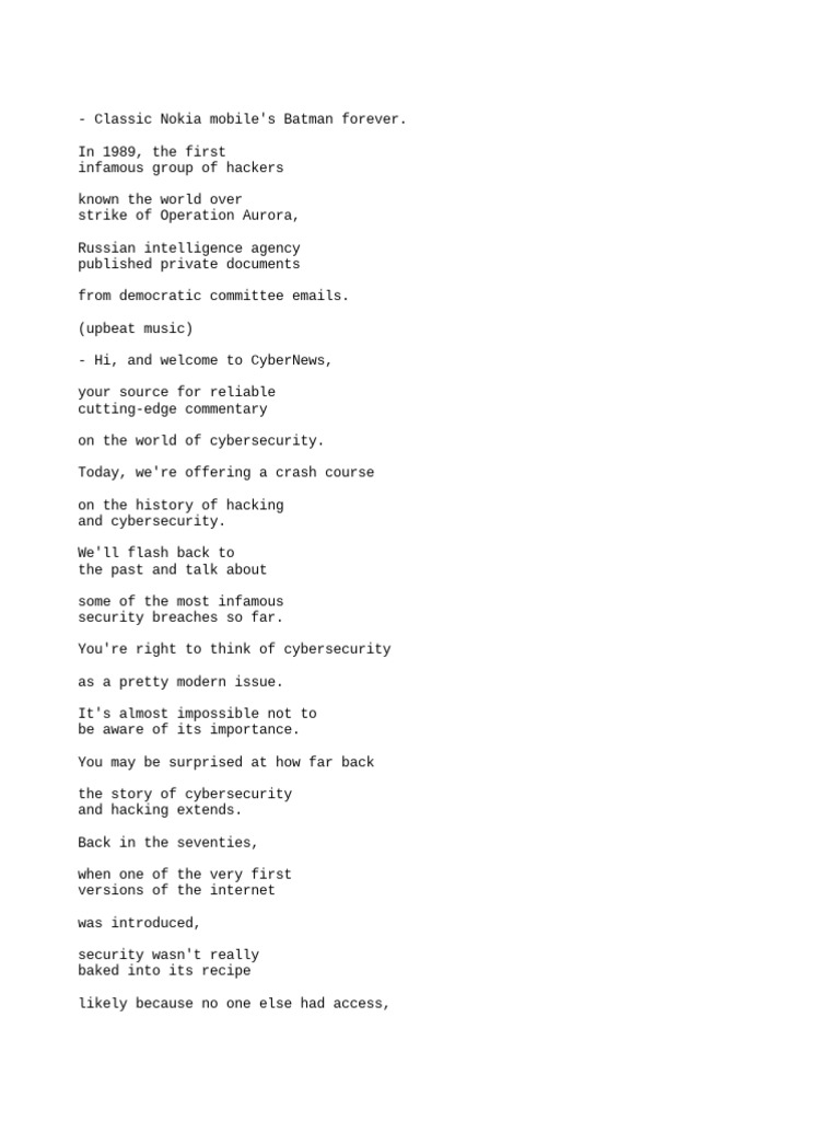 A Brief History Of Cybersecurity And Hacking Pdf Security