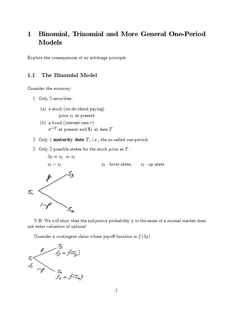 1 Binomial, Trinomial and More General One-Period Models | Download ...