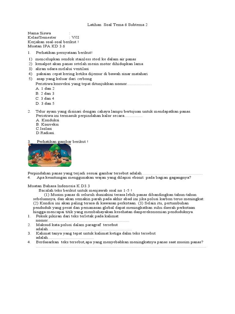 Latihan Soal Subtema 2 | PDF
