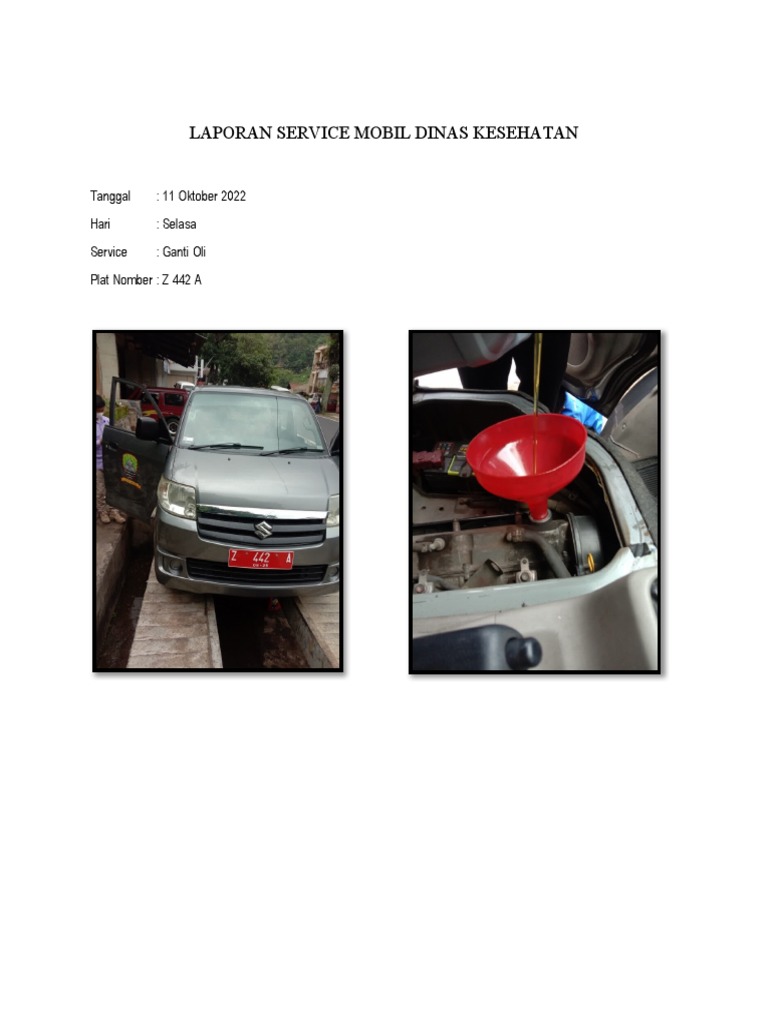 Laporan Service Mobil Dinas Kesehatan | PDF