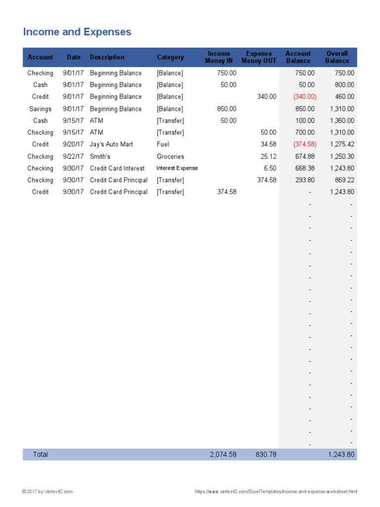 Income Expense Worksheet | Download Free PDF | Worksheet | Spreadsheet