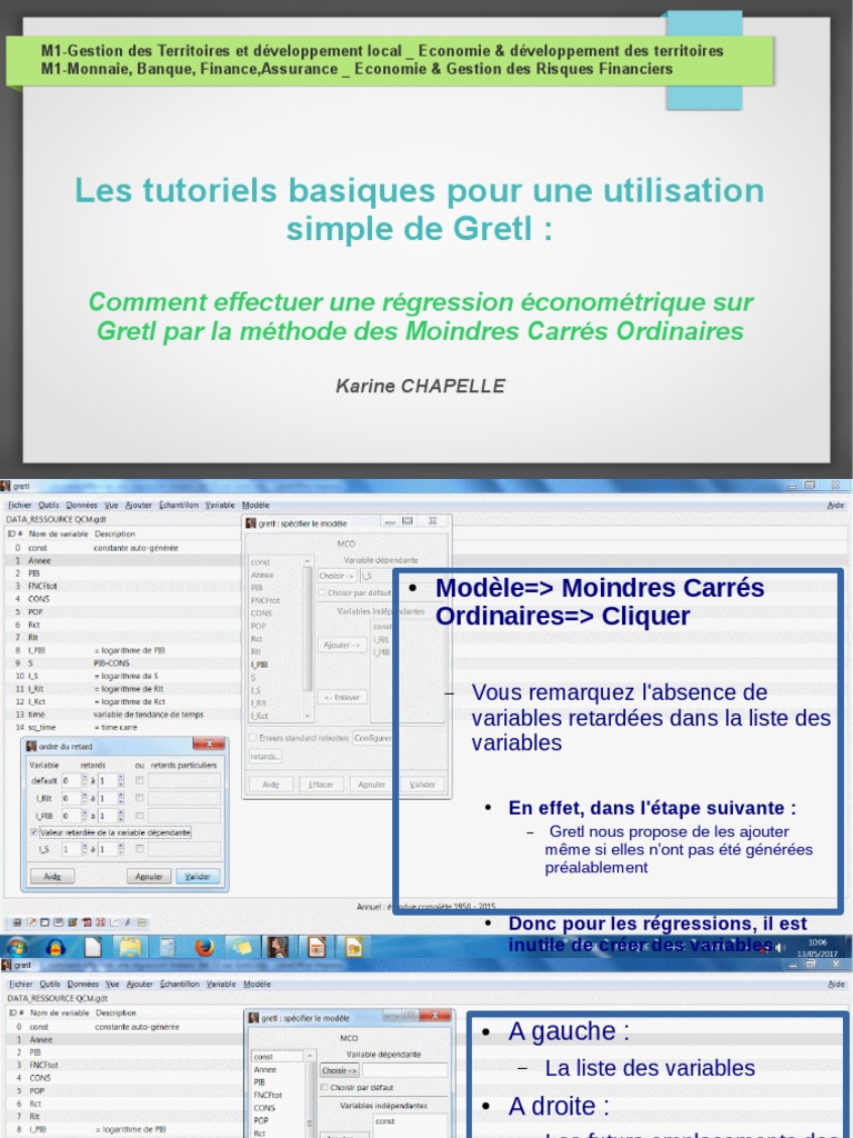 Tutoriel Régression OLS avec Gretl | PDF | Analyse de régression | Économie