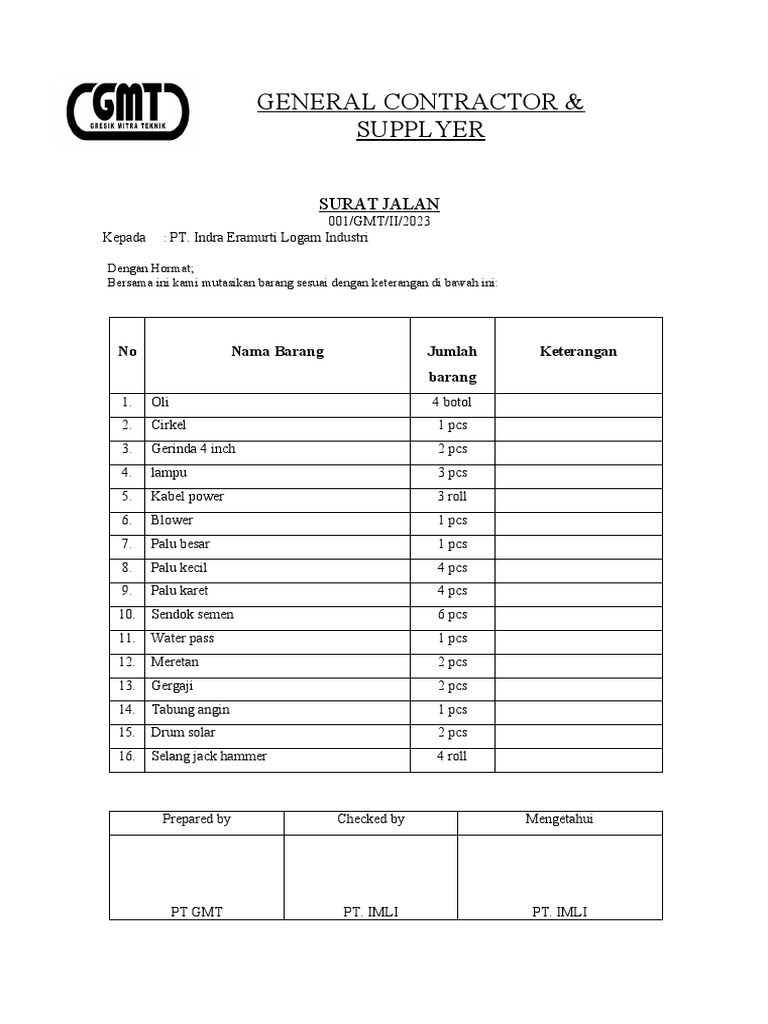Surat Jalan Keluar Imli | PDF Surat Jalan Keluar Imli | PDF