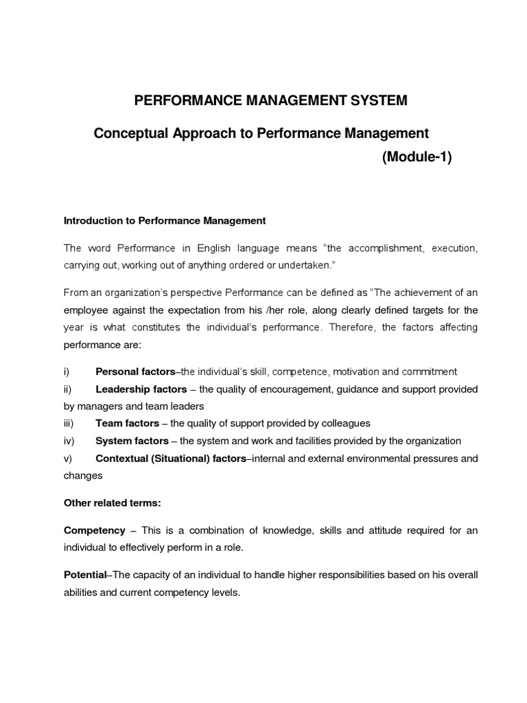 Abit Performance Management System Conceptual Approach To Performance Management (Module-1 ...