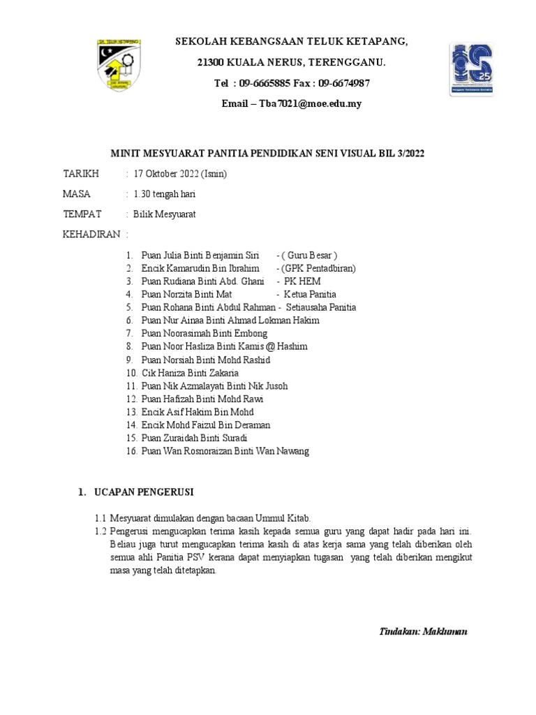 Sekolah Kebangsaan Teluk Ketapang, 21300 Kuala Nerus, Terengganu. Tel ...