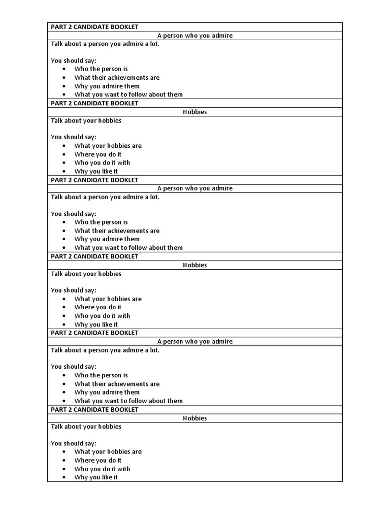 Part 2 Candidate Booklet | PDF
