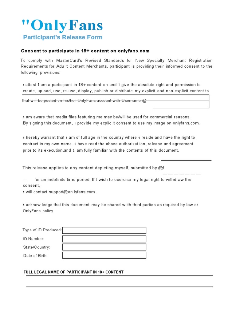 OnlyFans 18+ Content Release Form | PDF | Politics | Law