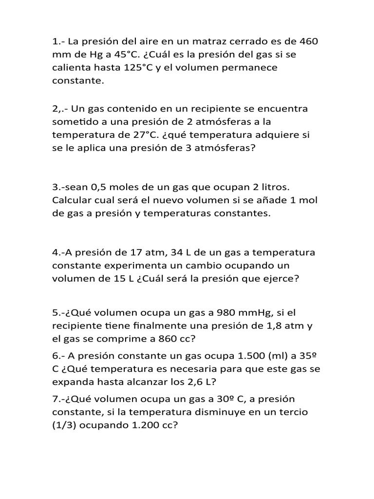 Ley de Boyle Ejercicios | PDF